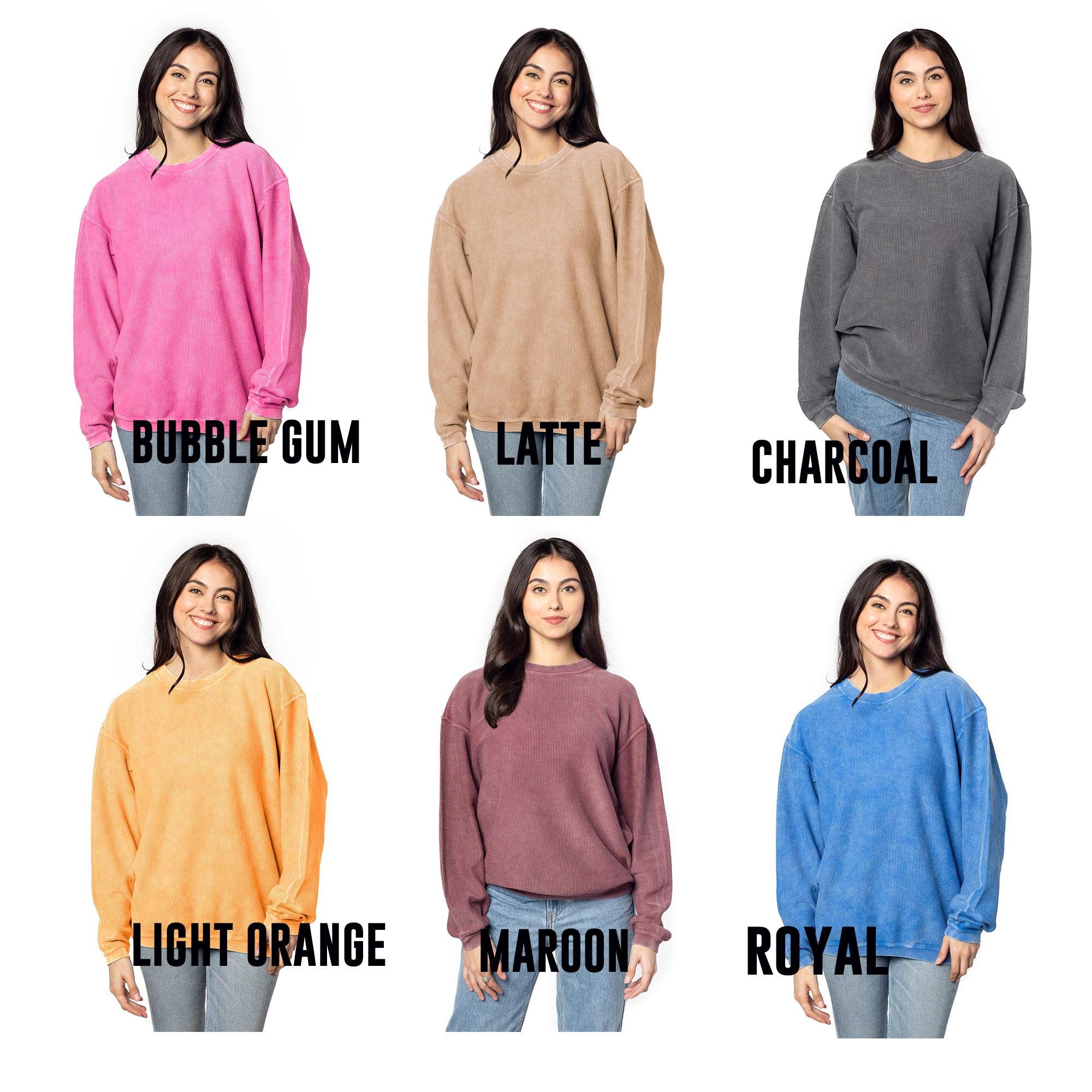Custom School Corded Sweatshirt, Oversized Sweatshirt, Corded Crew ...
