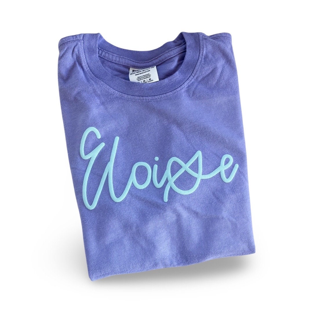 Girl's Puff Script Personalized Tshirt, Youth Easter Tshirt, Pastel ...