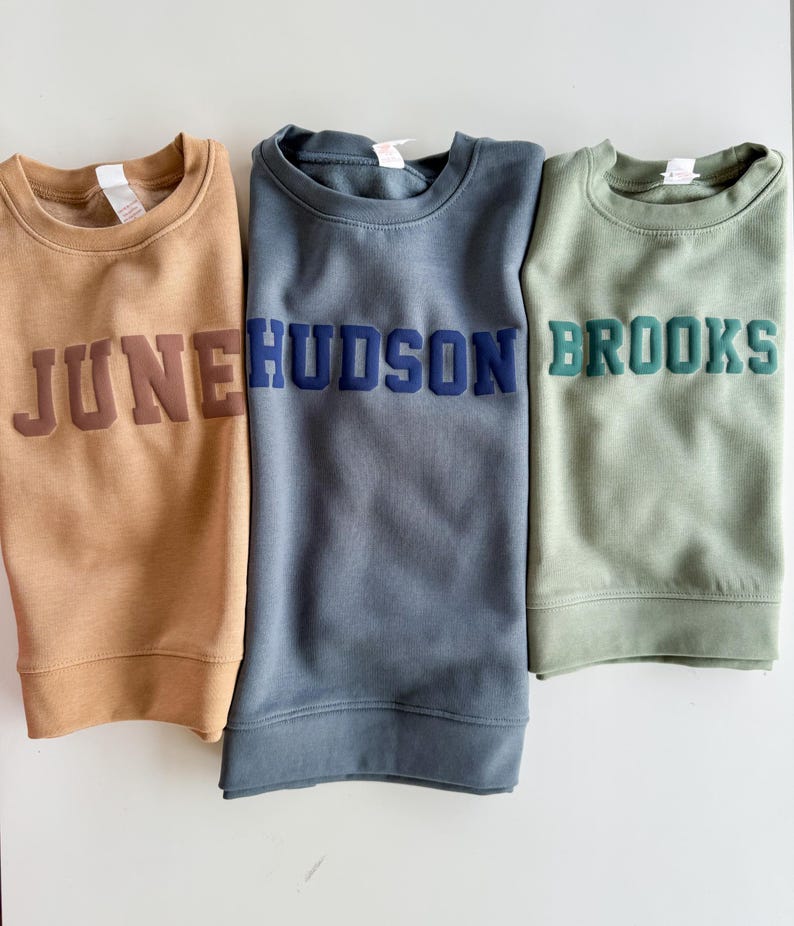 Custom Kids Name Sweatshirt, Personalized Puff Print Crewneck for Boys ...