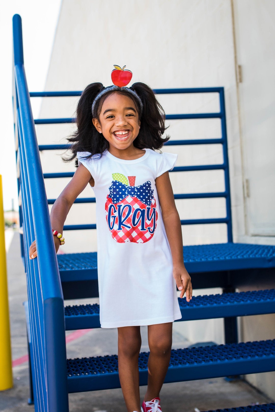 Girls Back to School Dress, Personalized Back to School Outfit, Gingham ...