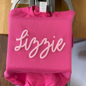 Girl's Pink Puff Personalized Sweatshirt, Pink Sweatshirt, Youth ...