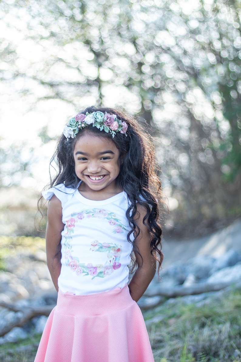 Girls Floral Monogram Shirt, Spring Shirt for Girls, Baby Girl Flutter ...