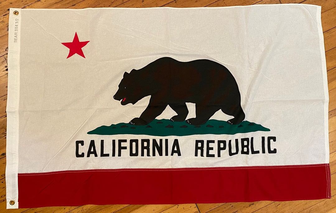 Vintage California Republic Bear Flag, Cotton, 3'x4-1/2' as Bought, 2 ...