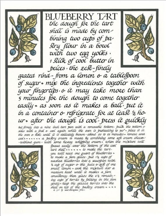 Blueberry Tart David Lance Goines Alice Waters Recipes | Etsy