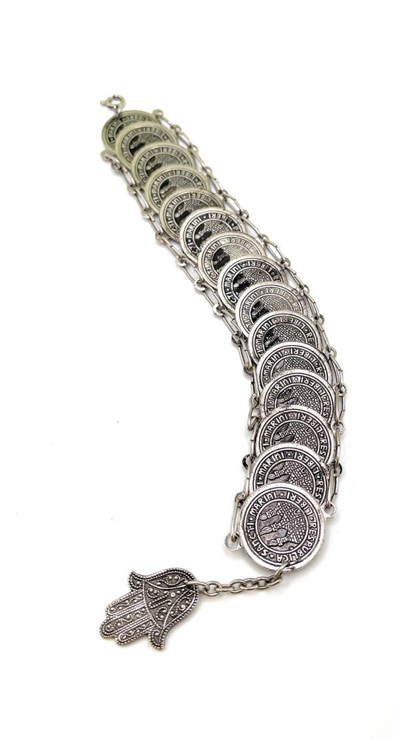 vintage coin bracelet hand - Gem