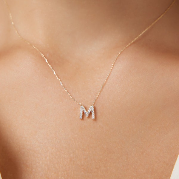 Necklace With Letter M Initial - Etsy