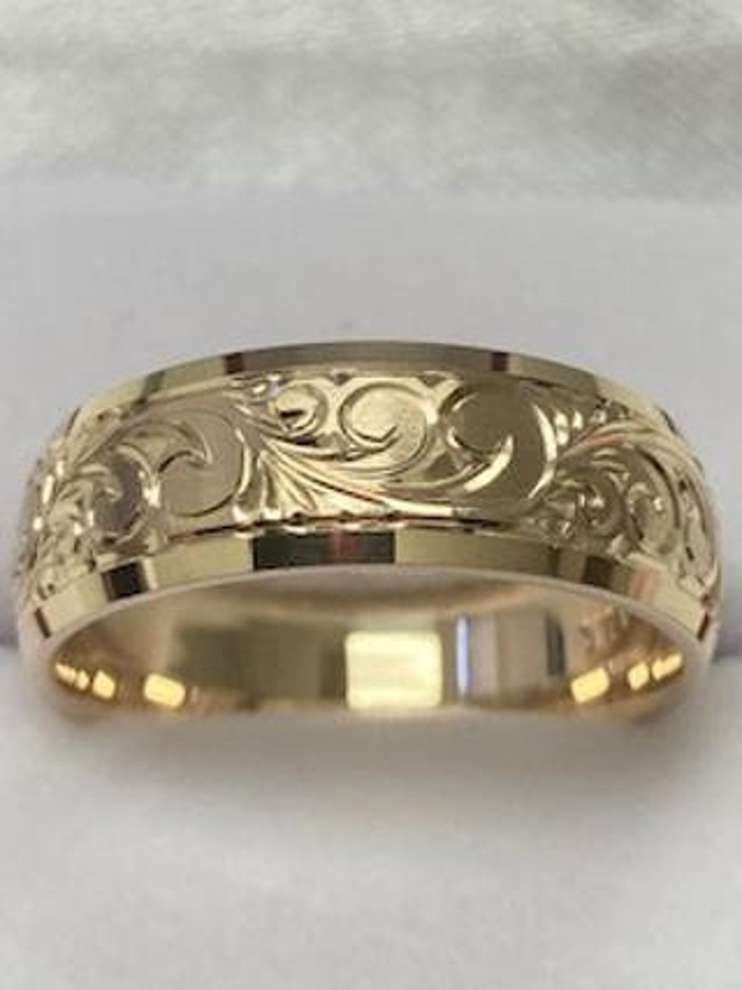 Hand Engraved Mens Wedding Bands, Hand Engraved Mens Wedding Rings, 7mm ...
