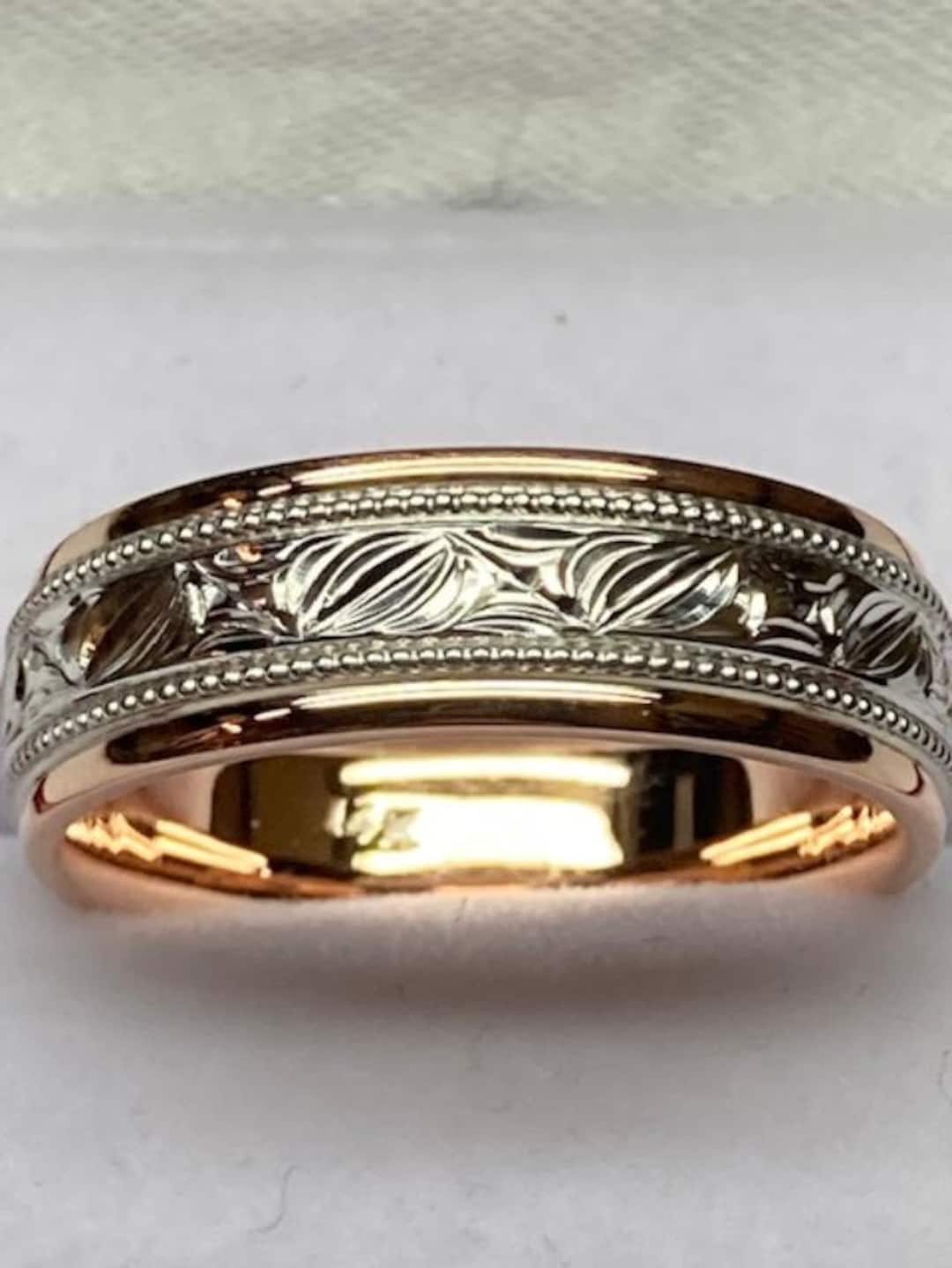 Hand Engraved Mens Wedding Band, Hand Engraved Mens Wedding Ring, 7mm ...