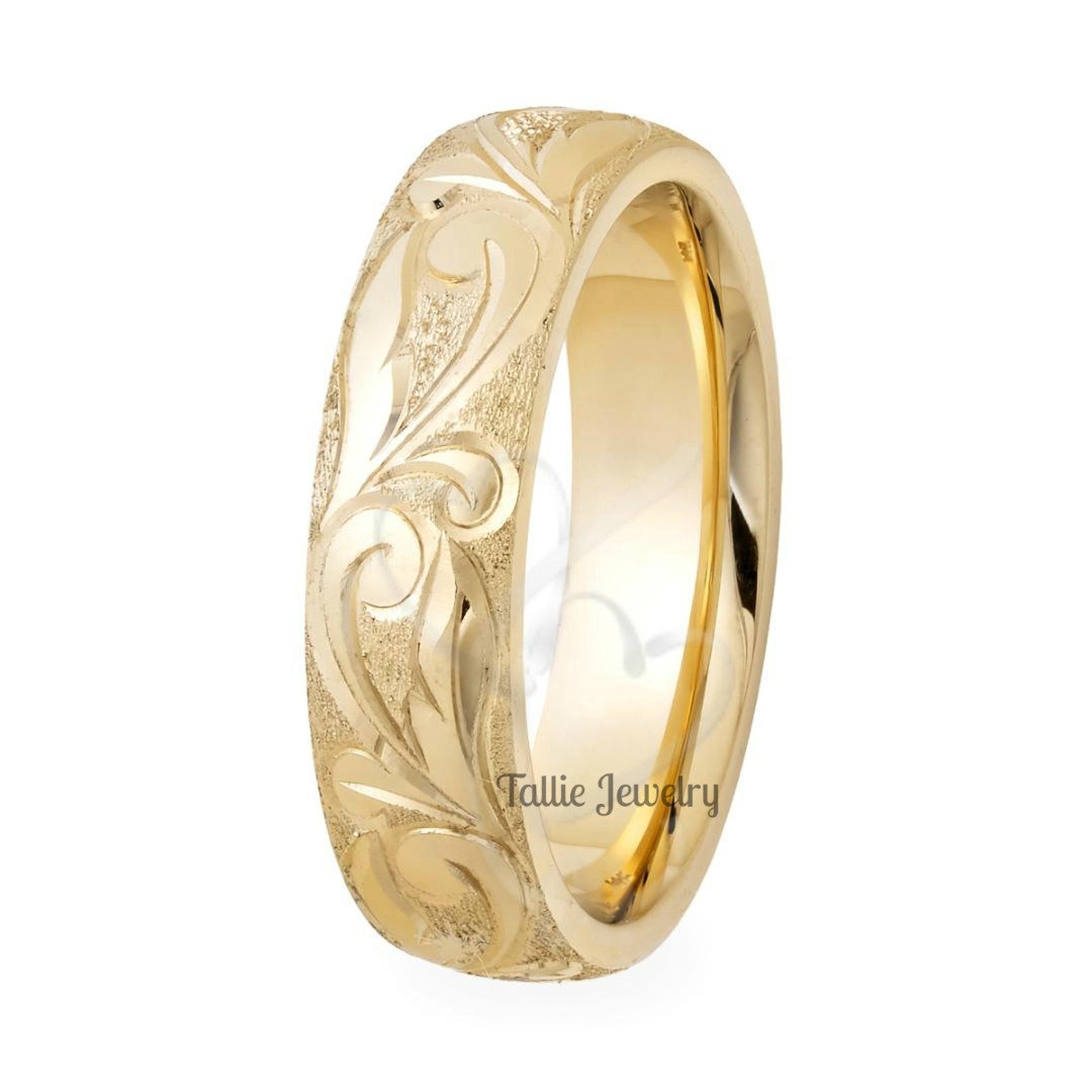 Hand Engraved Wedding Bands Hand Engraved Wedding Rings 6mm - Etsy