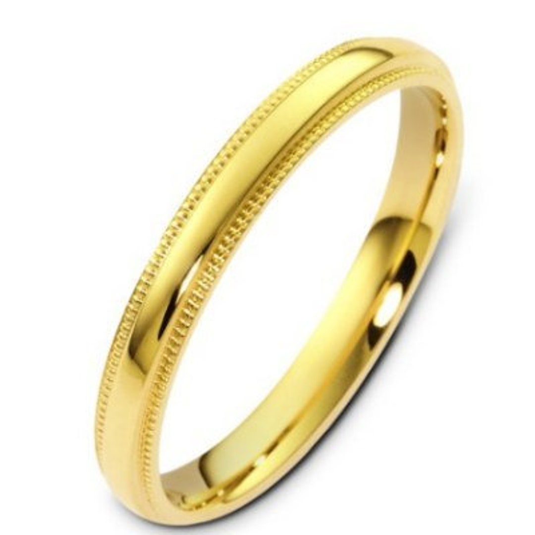 Plain Dome Wedding Bands, Dome Milgrain Mens and Womens Wedding Rings ...