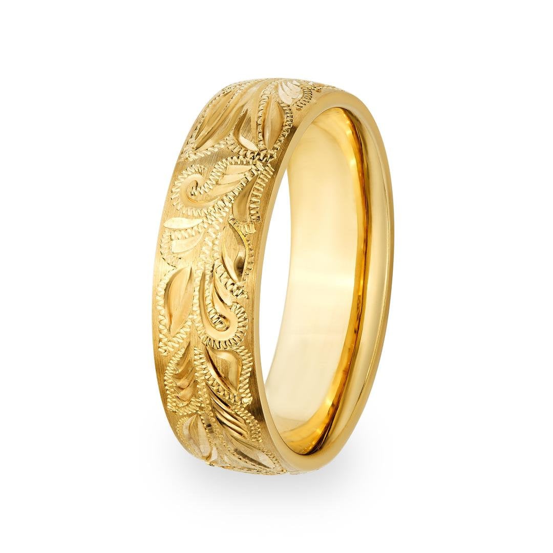 Hand Engraved Mens Wedding Band, Hand Engraved Mens Wedding Ring, 6mm ...