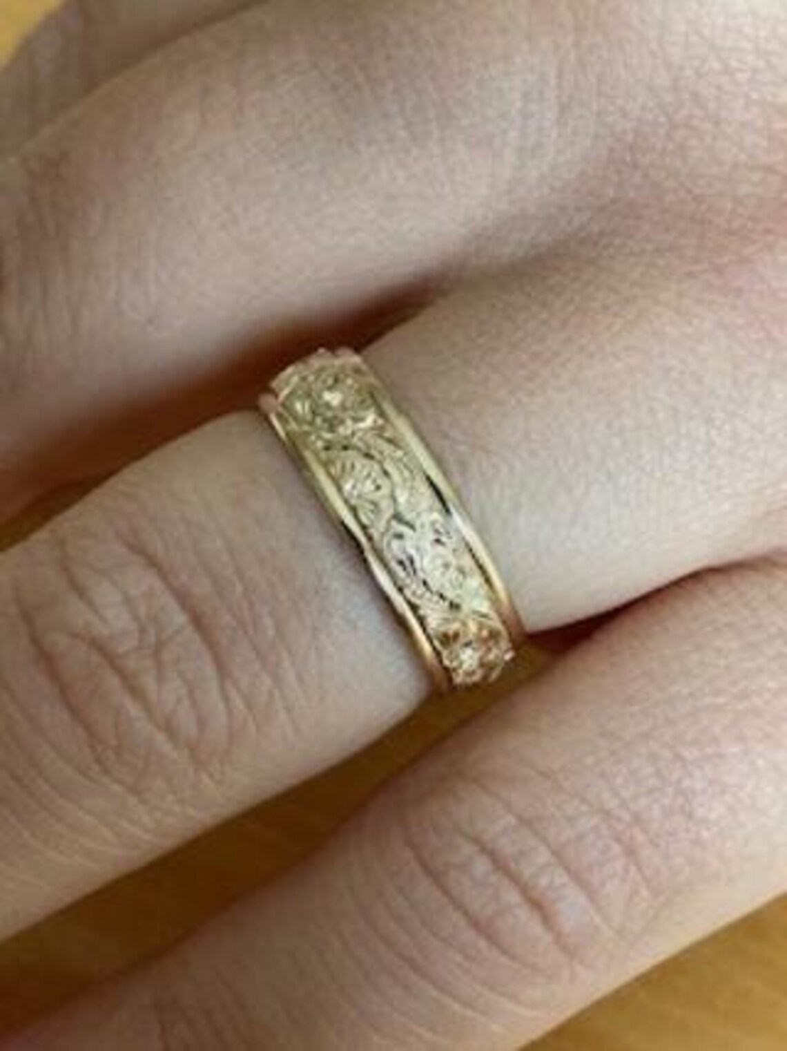 Hand Engraved Gold Wedding Bands hand Engraved Gold Wedding | Etsy