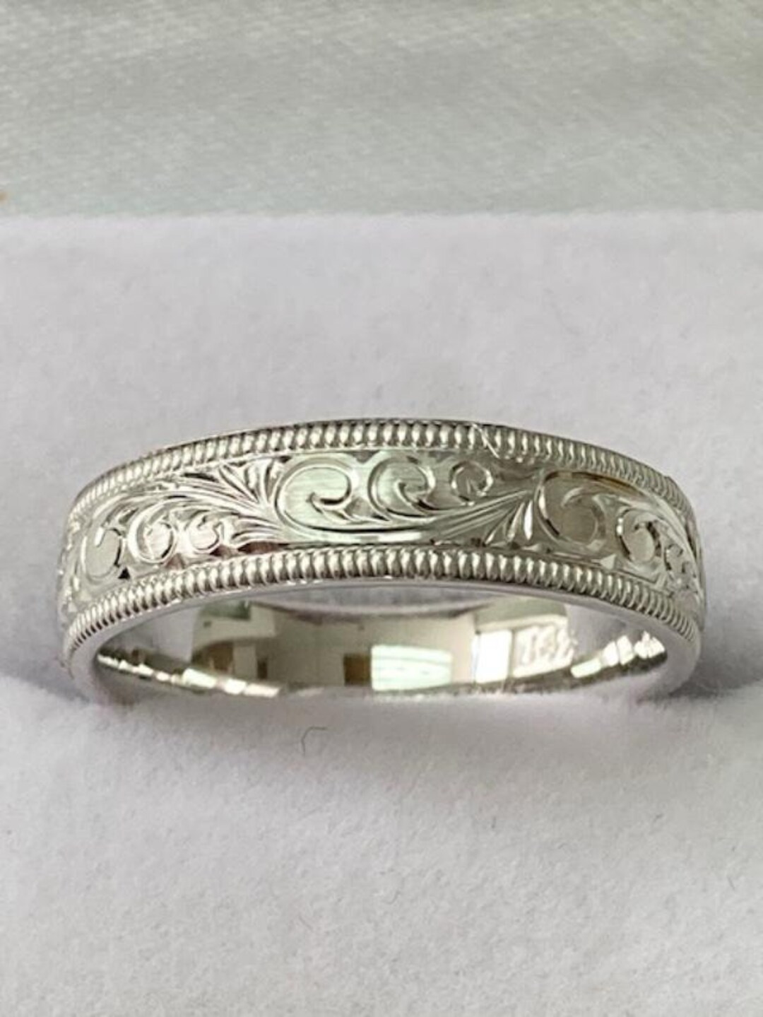 Hand Engraved Wedding Bands ,hand Engraved Wedding Ring, 5mm 10K 14K ...