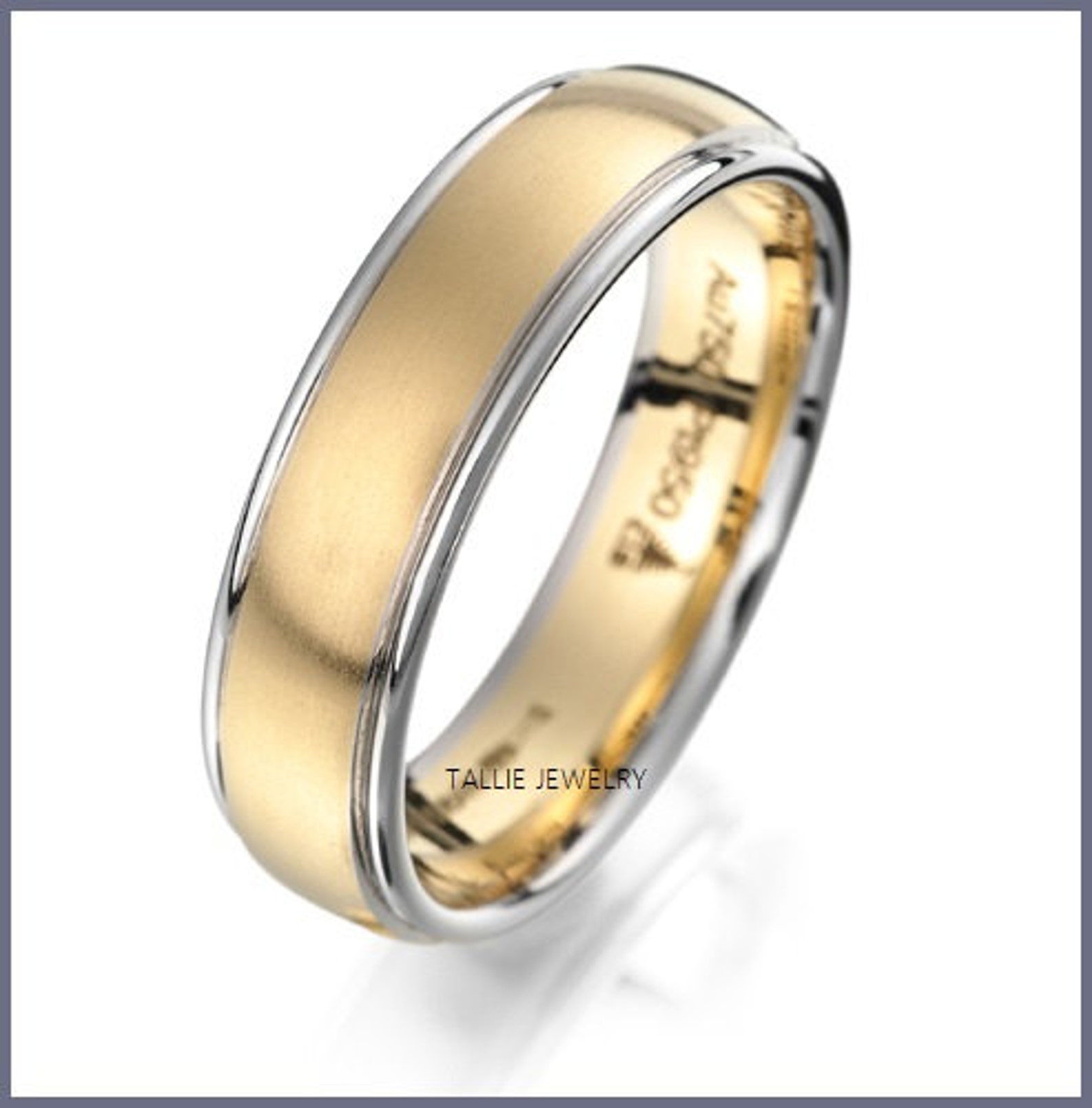 Two Tone Gold Wedding Bands 6mm10k 14K White and Yellow Gold | Etsy