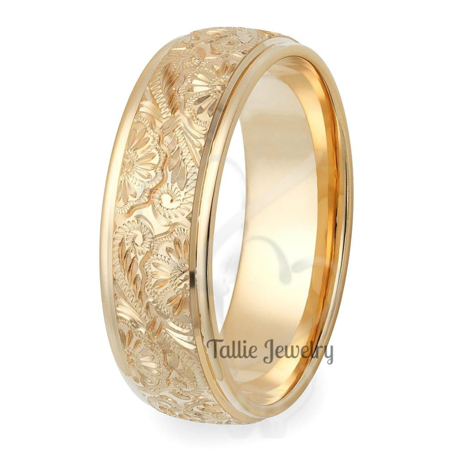 Hand Engraved Mens Wedding Rings Hand Engraved Mens Wedding - Etsy