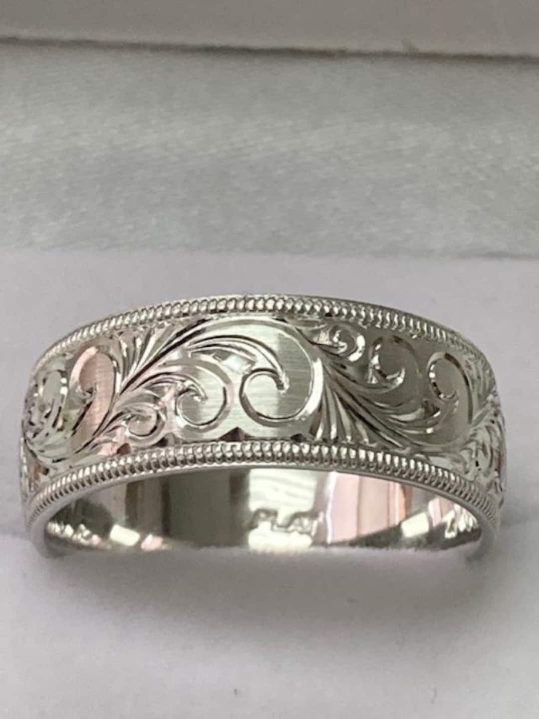 Hand Engraved Wedding Bands, Hand Engraved Wedding Rings, 7mm 10K 14K ...