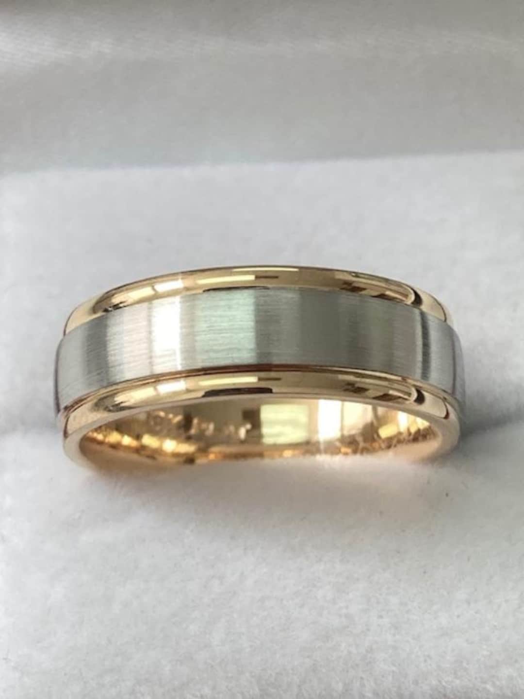Two Tone Gold Wedding Bands, Mens Wedding Rings, Mens Wedding Bands ...