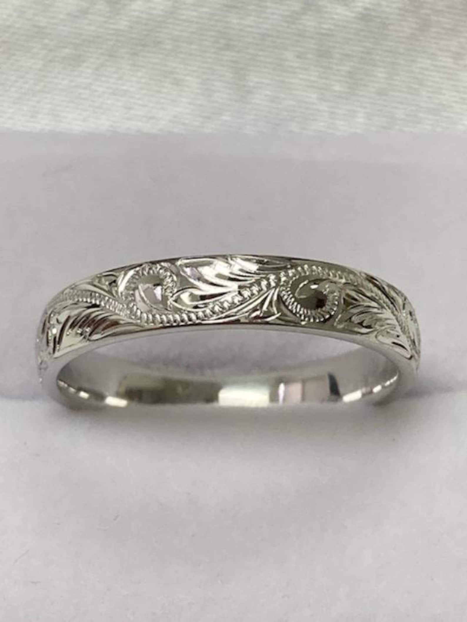 Hand Engraved Wedding Band Hand Engraved Wedding Ring 4mm - Etsy