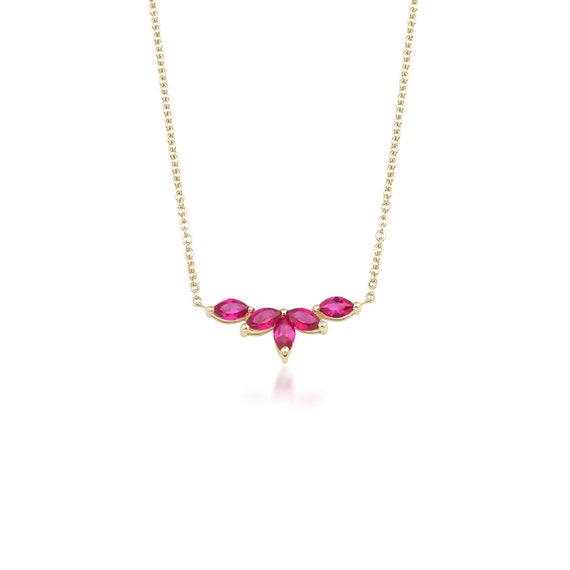 Ruby Solitaire Necklace 14K Yellow Gold Ruby Necklace - Etsy