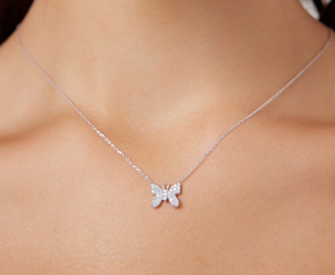 White gold butterfly pendant store