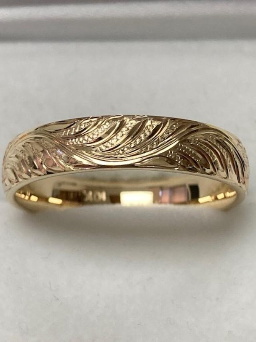 Hand Engraved Wedding Band, Hand Engraved Wedding Ring, 5mm 10K 14K 18K ...