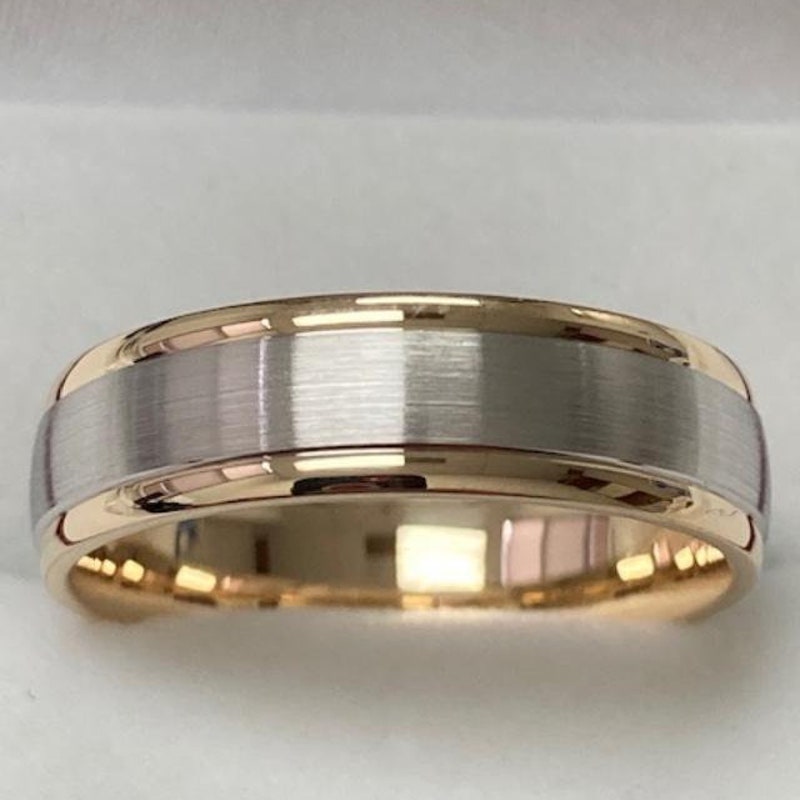 Two Tone Gold Band 14k - Etsy