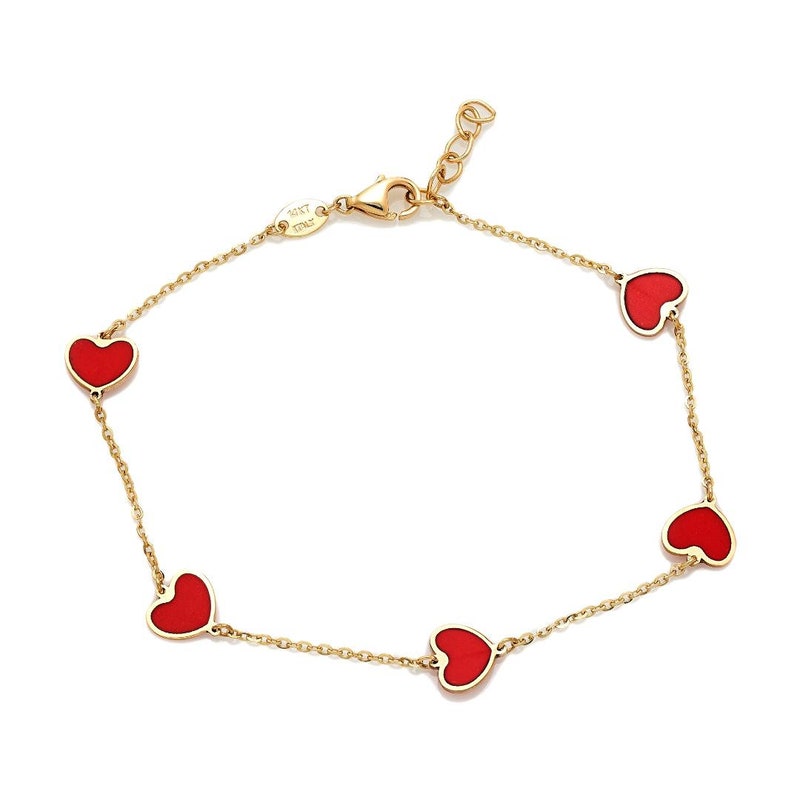 Red Heart Bracelet - Etsy
