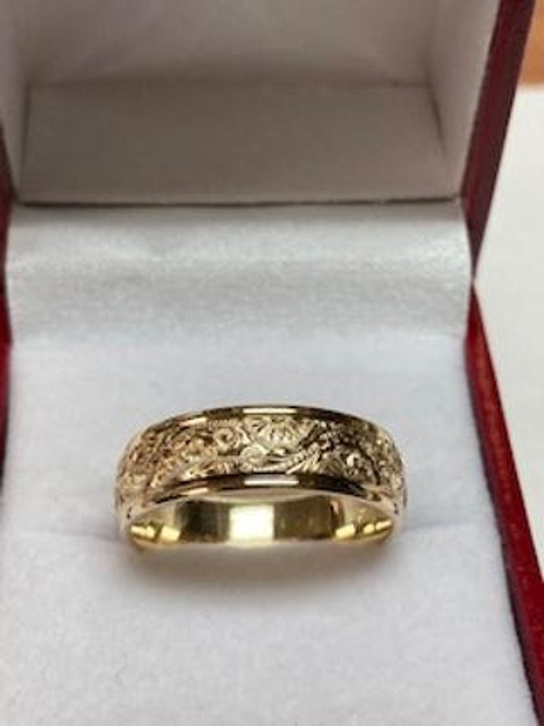 Hand Engraved Gold Wedding Bands Hand Engraved Gold Wedding | Etsy
