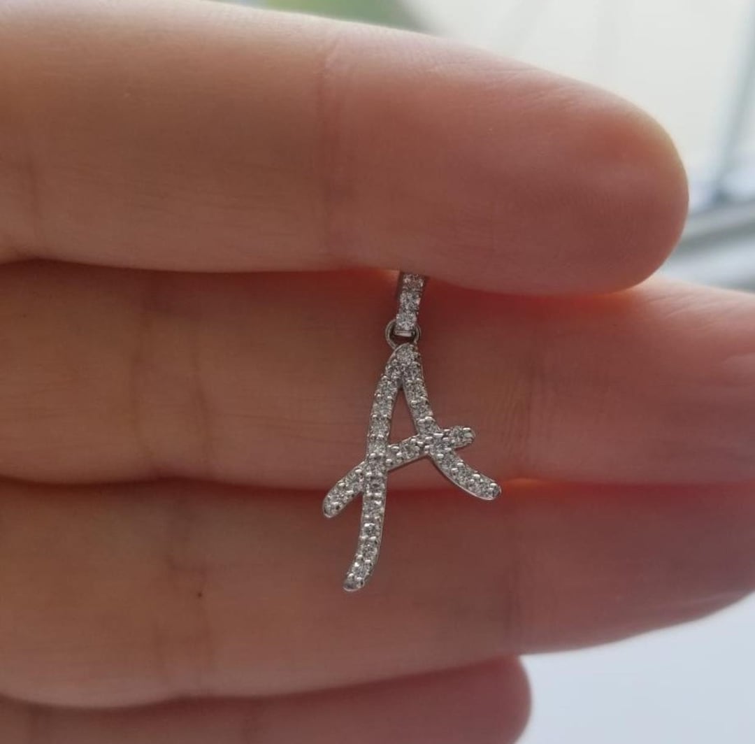 14K Gold Diamond Initial Necklace Diamond Letter Necklace 0.35 Carat Diamond Initial Pendant Script Letter A Necklace Diamond Necklace Etsy