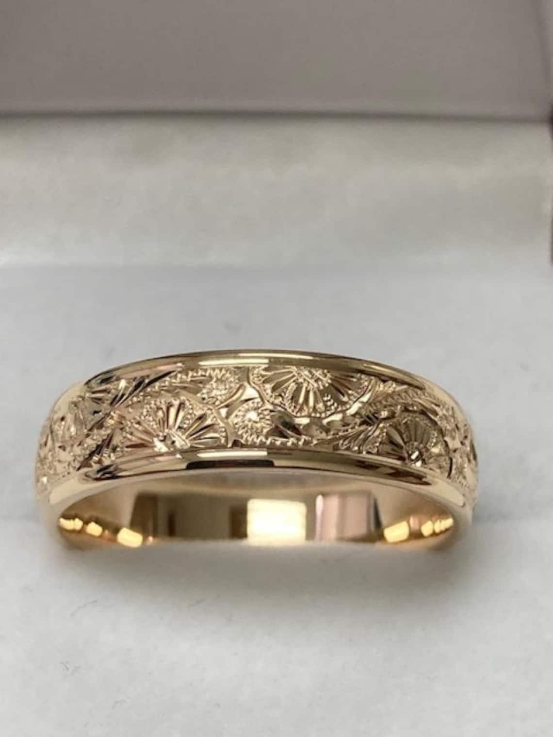 Hand Engraved Mens Wedding Band Hand Engraved Mens Wedding - Etsy