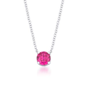 14K Solid Yellow Gold Ruby Necklace, 5mm Prong Setting Round Ruby ...