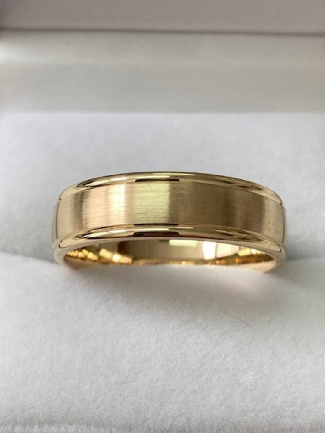 Mens Yellow Gold Wedding Bands, Satin Finish Mens Wedding Rings, 6mm ...