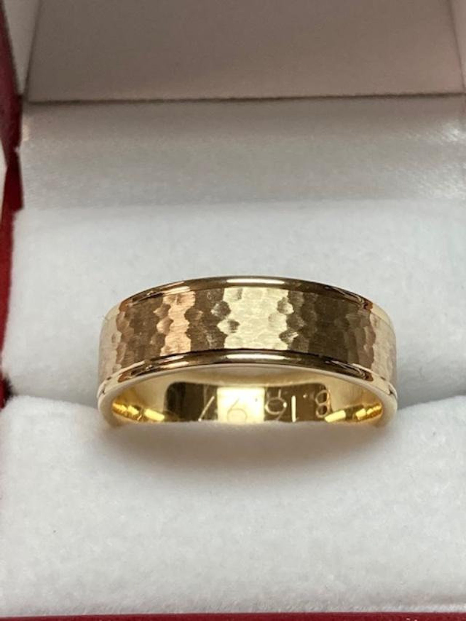 Hammered Finish Mens Wedding Band, Mens Wedding Ring, 8mm,10k,14k,18k ...