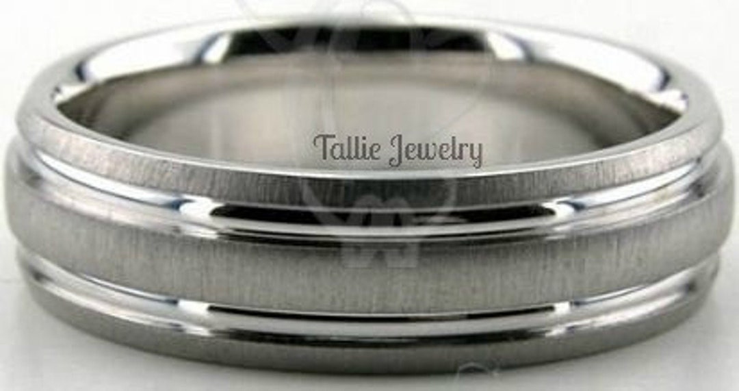 Platinum Mens Wedding Bands, 6mm Brushed Finish Platinum Mens Wedding ...
