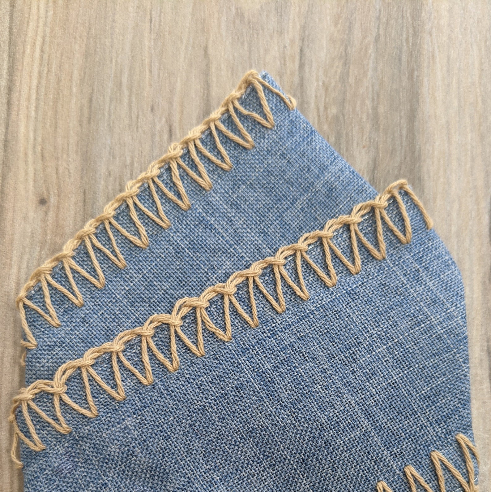 Pocket Square Denim Pre-folded Pocket Square Over Stitched - Etsy