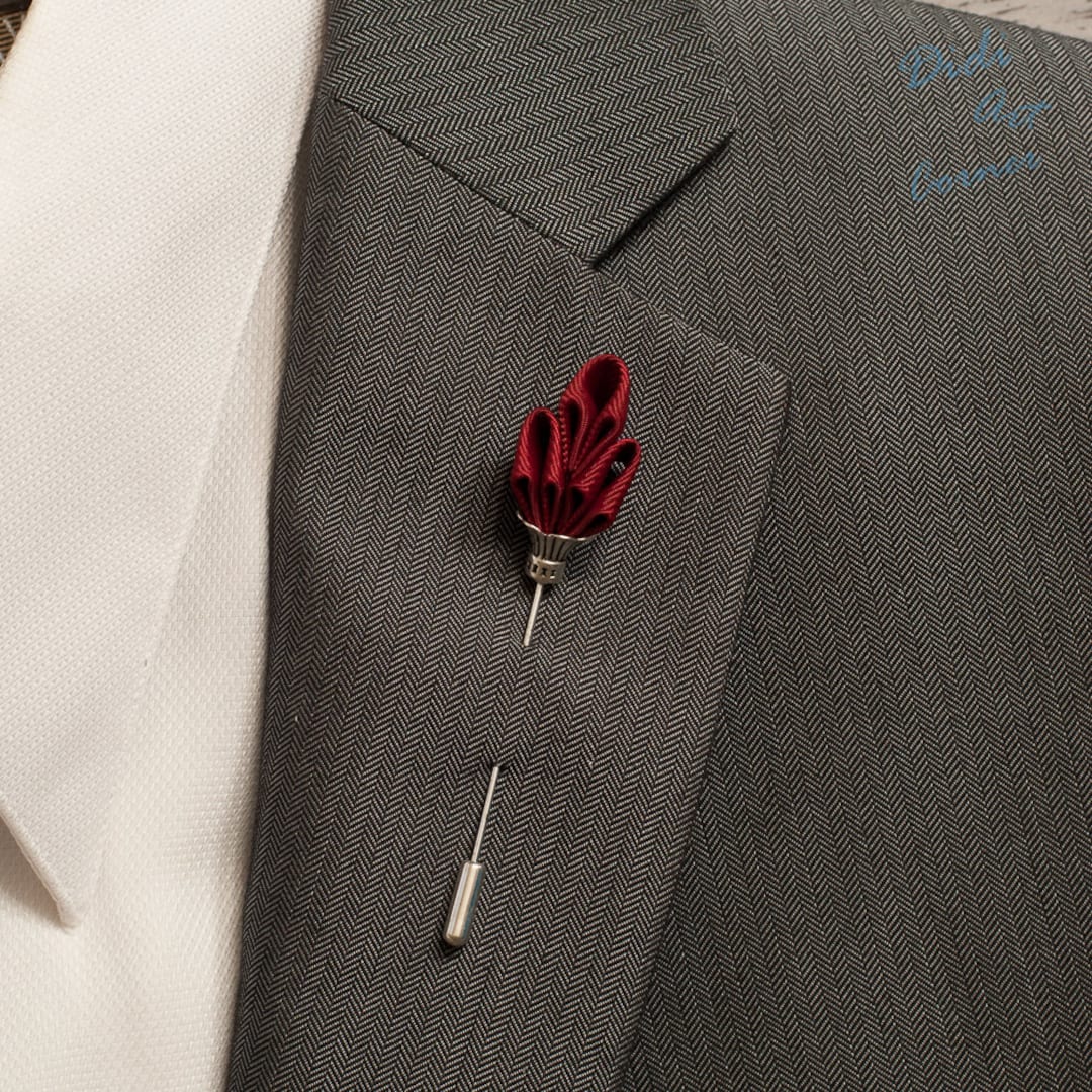 Alfiler de solapa para hombre color burdeos, cetro real, ramillete de ...