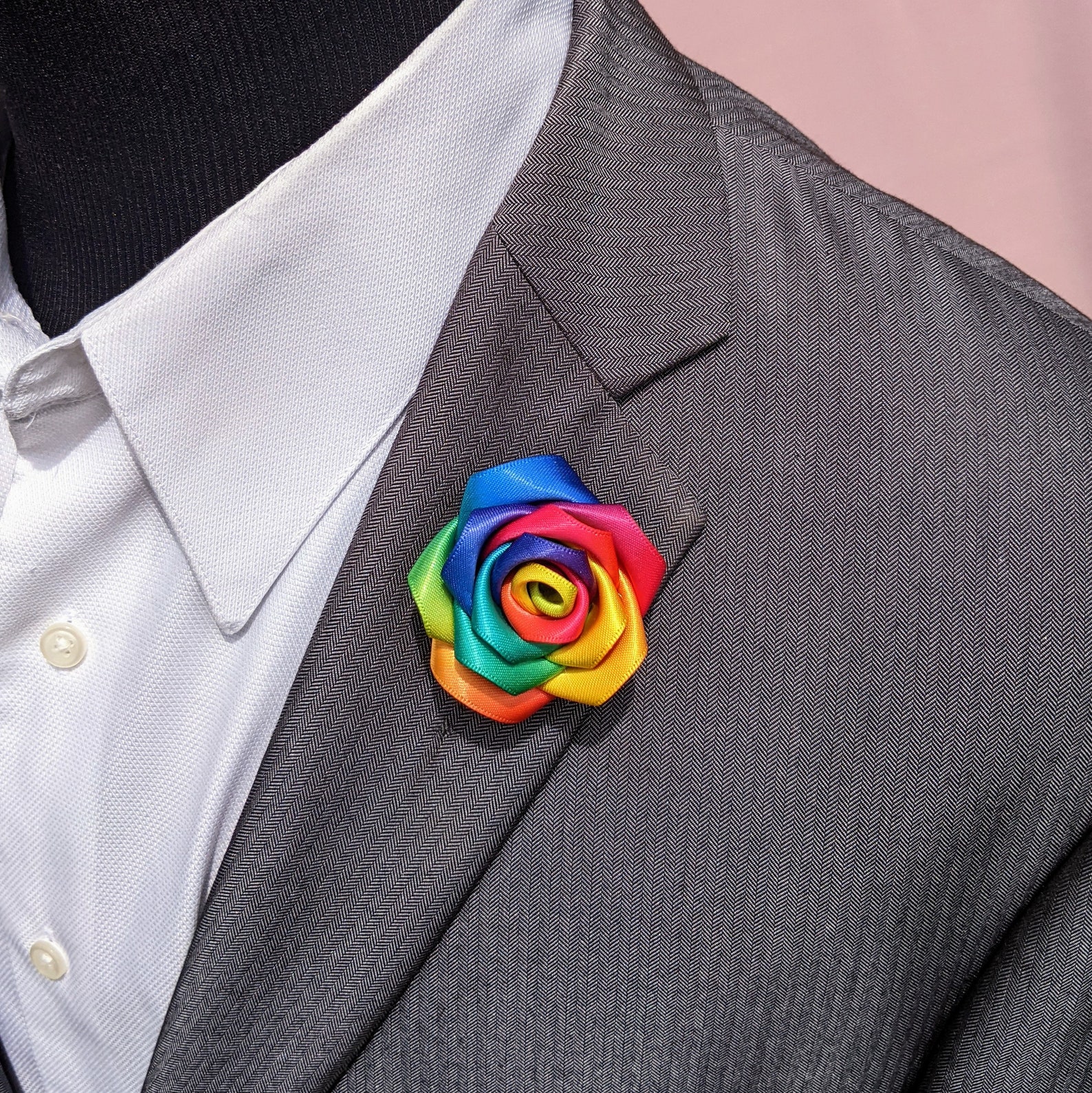 Rainbow Rose Flower Lapel Pin Boutonniere Men's Flower - Etsy