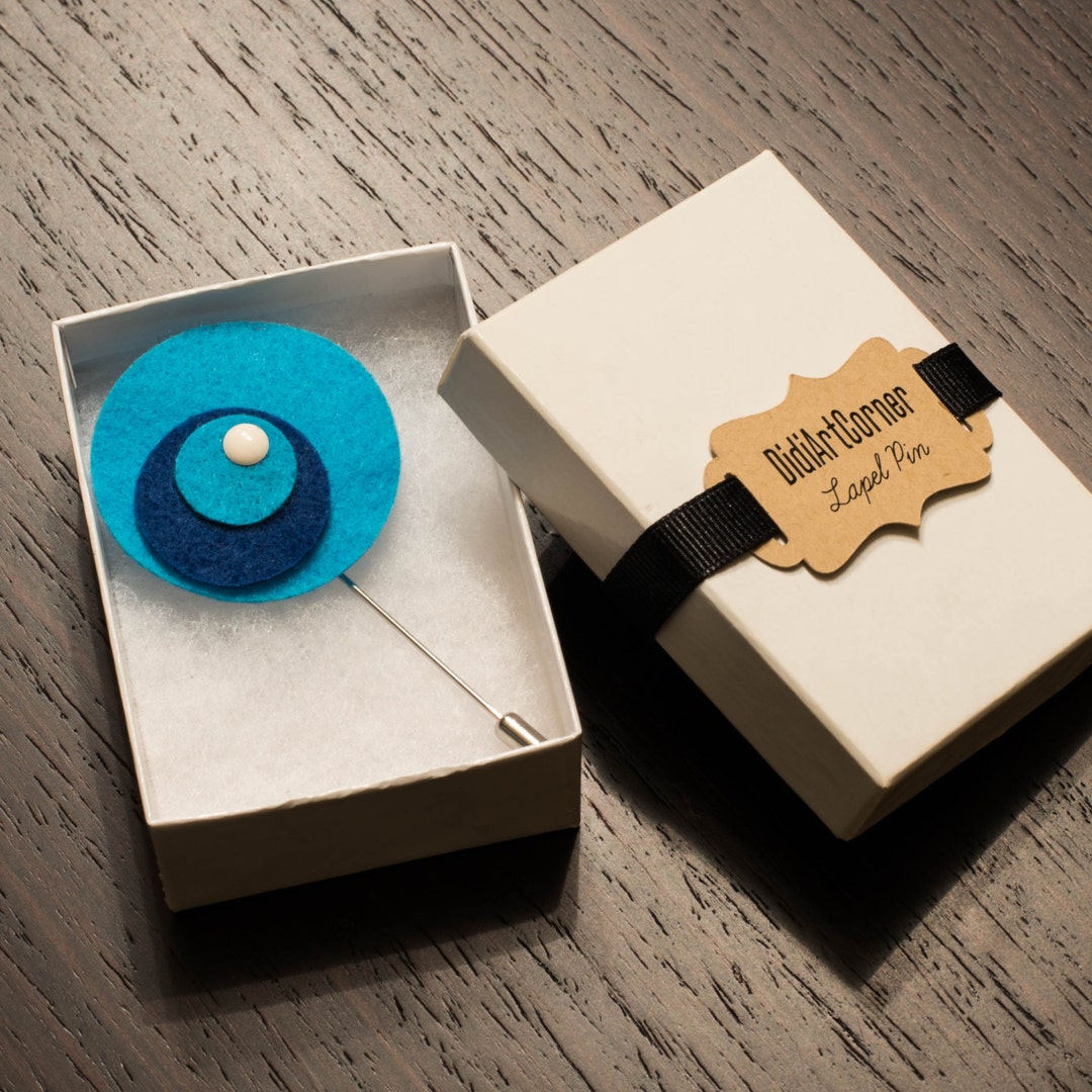 Men's Lapel Pin, Flight Blue and Royal Blue Lapel Pin, Brooch ...