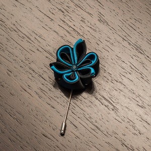 Mens Lapel Pin / Oasis and Black Colorful Kanzashi Flower Lapel Pin ...