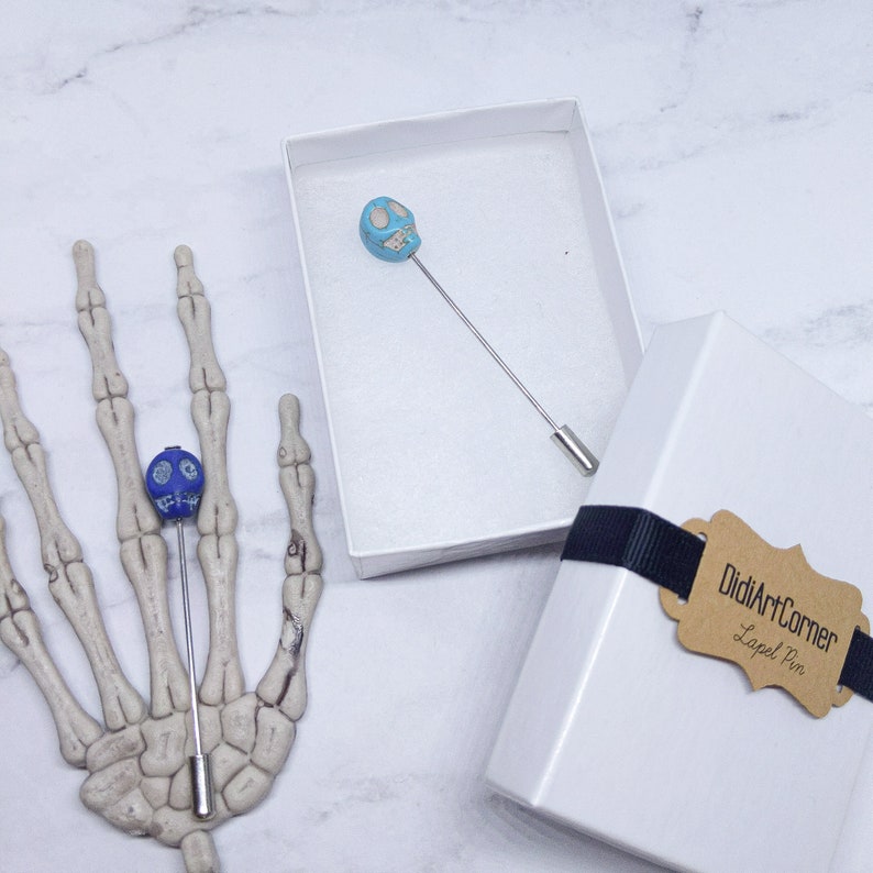 Blue Skull Lapel Stick Pin Skeleton Lapel Pin Stick - Etsy
