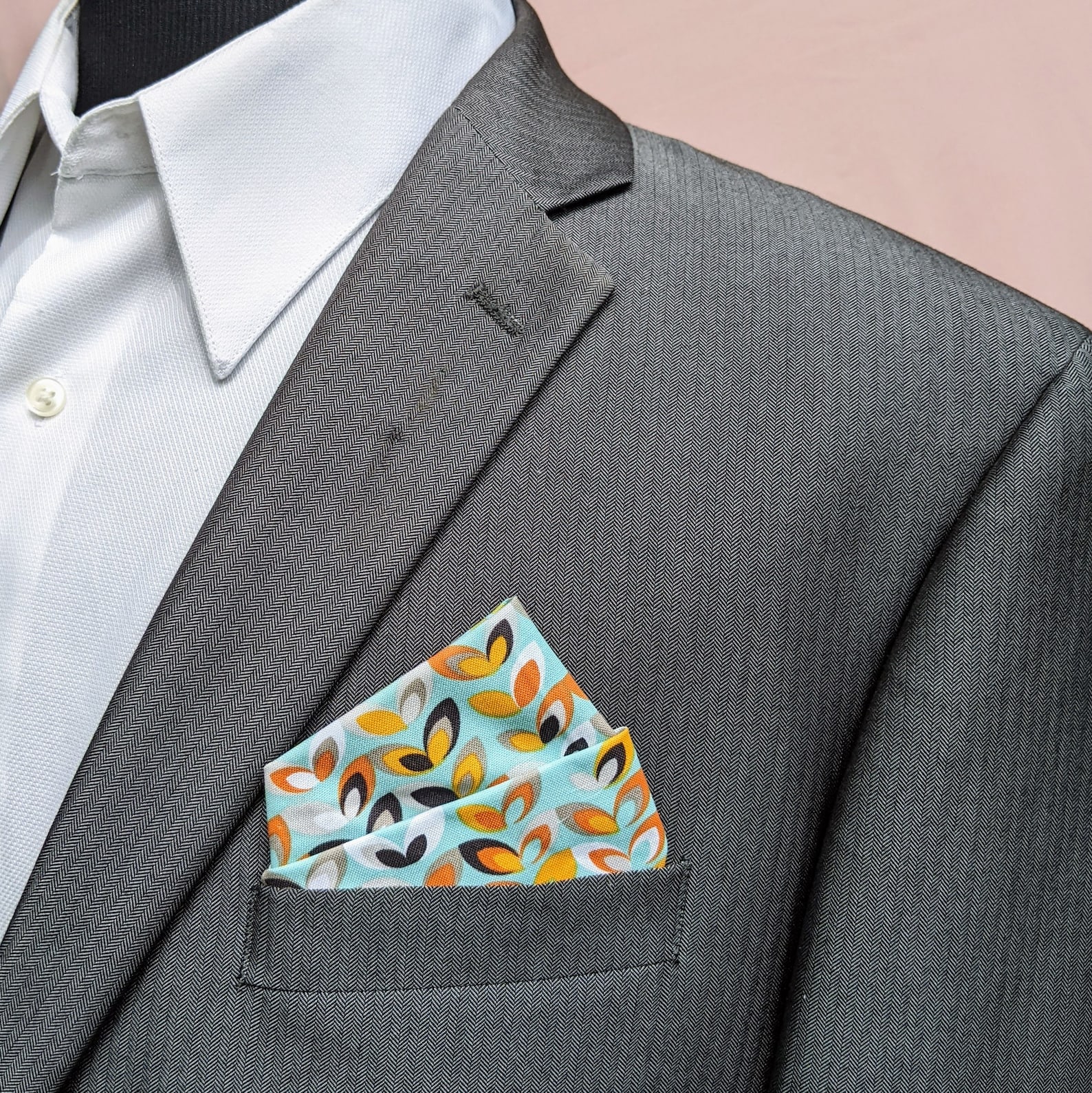 Pocket Square Teal Orange Pre-folded Pocket Square - Etsy