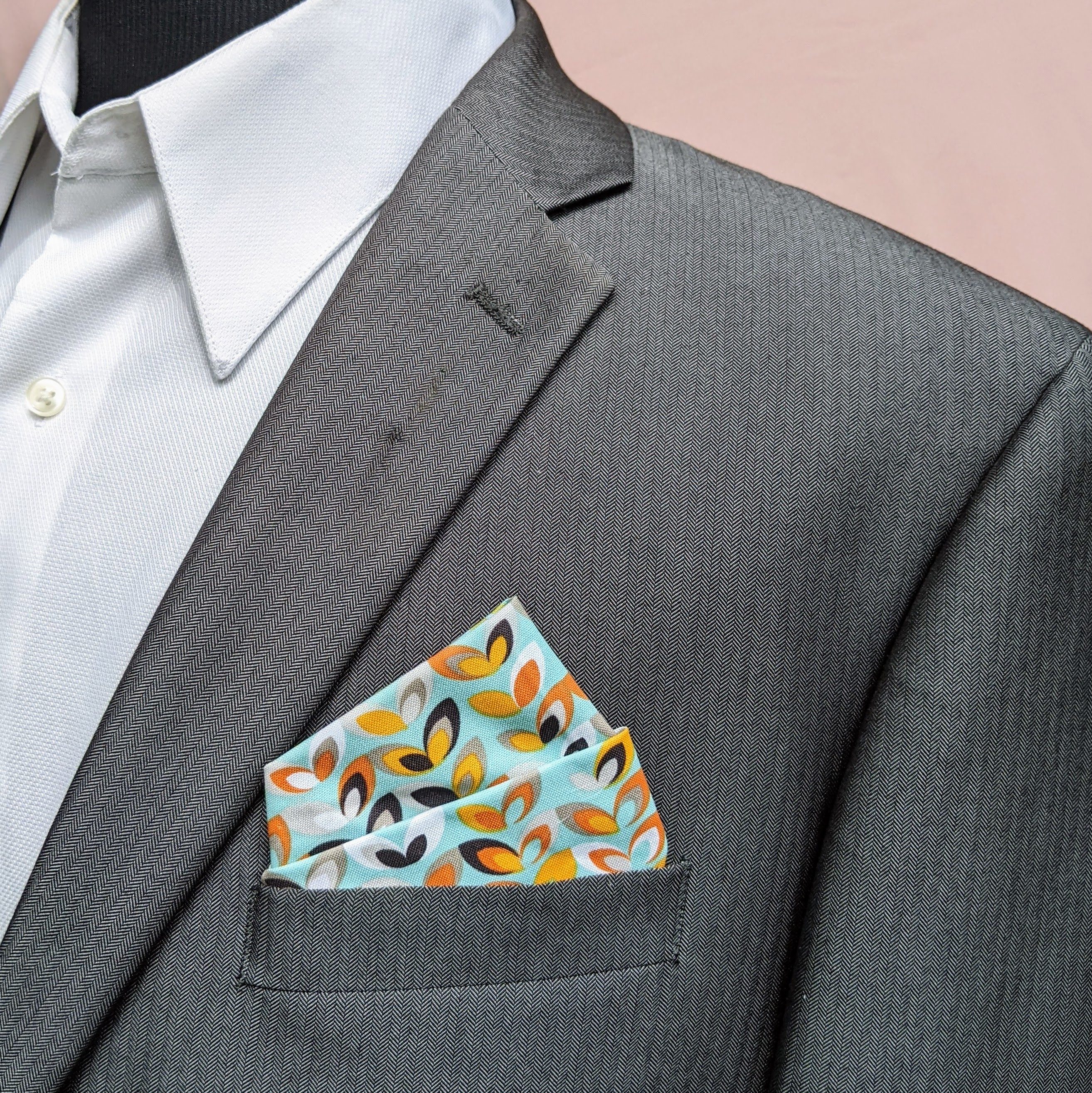 Pocket Square Teal Orange Pre-folded Pocket Square - Etsy