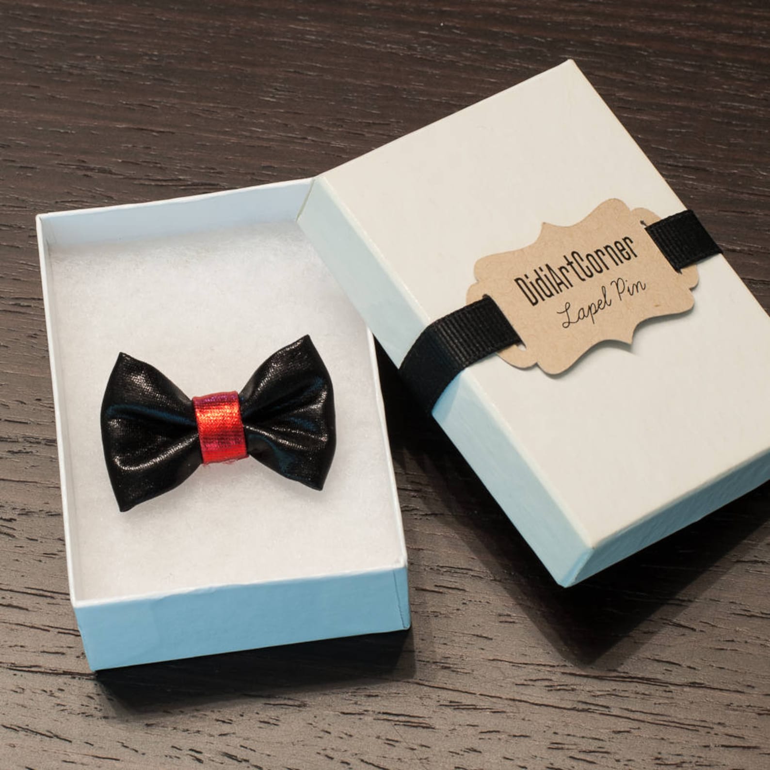 Black Bow Tie Lapel Pin: Metallic Lame Party Accessory - Etsy
