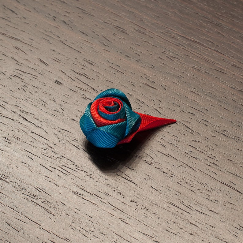 Rose Lapel Pin in Teal and Red Rose Men's Lapel Pin - Etsy