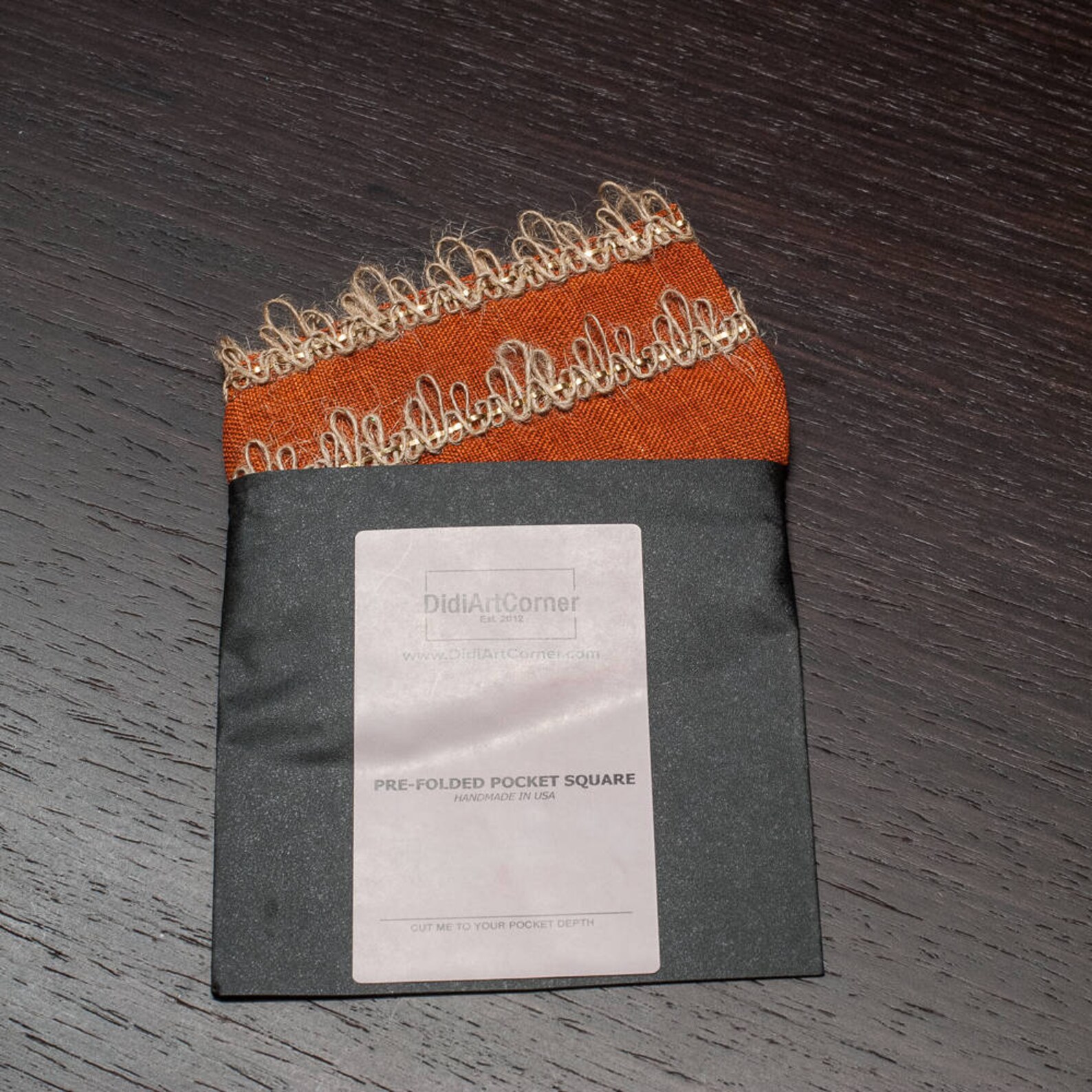 Pocket Square / Orange Pre-folded Pocket Square / Two Peeks - Etsy