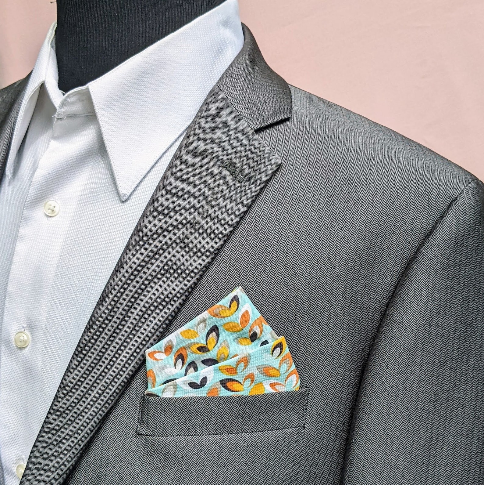Pocket Square Teal Orange Pre-folded Pocket Square - Etsy