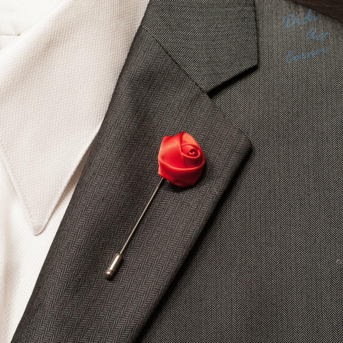 Red Satin Rose Lapel Pin Mens Lapel Flower Wedding - Etsy