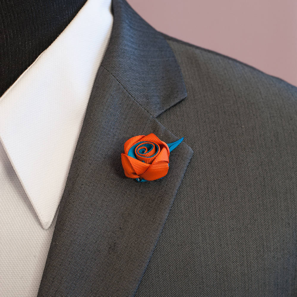 Oasis Teal and Antique Orange Rose Lapel Pin - Etsy