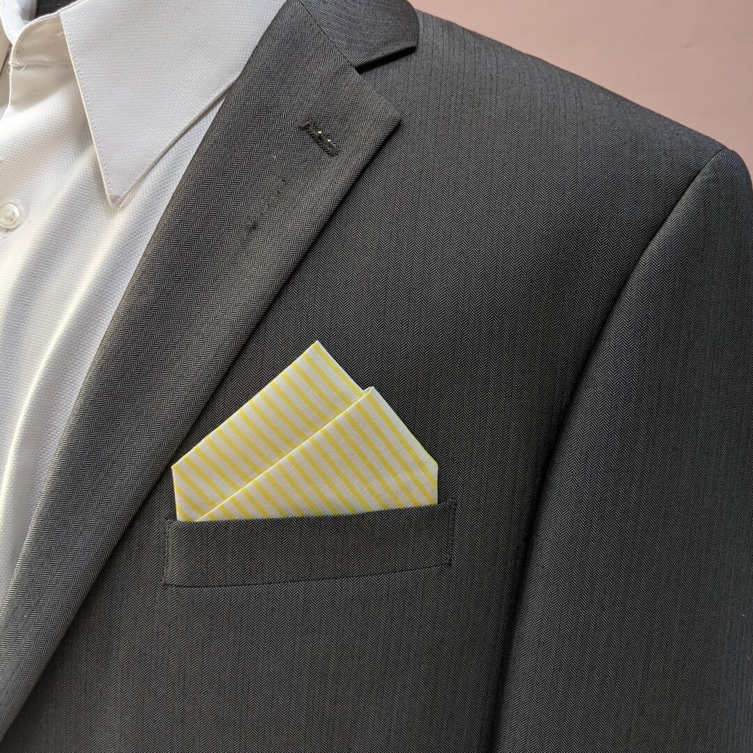 Striped Cotton Pre-folded Pocket Square - Etsy