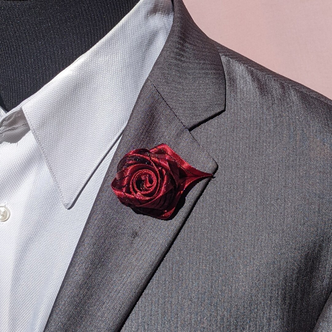 Shimmer Rose Lapel Pin / Man Lapel Pin / Wedding Boutonniere / Rose ...